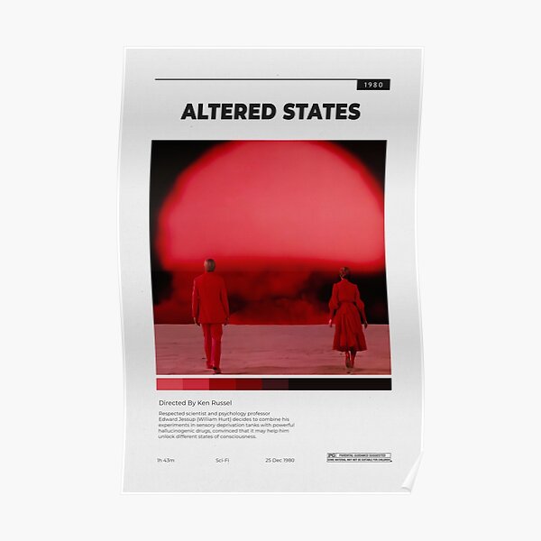 "Altered states sci-fi horror 1980 movie red poster " Poster for Sale ...