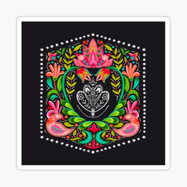 "Folk Art Badge" Sticker by Farijazz | Redbubble