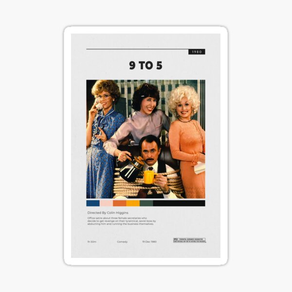 "9 To 5 comedy 1980 movie poster " Sticker by LifeOnTheStage | Redbubble