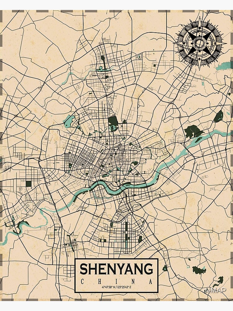 "Shenyang City Map of Liaoning, China - Vintage" Poster for Sale by ...