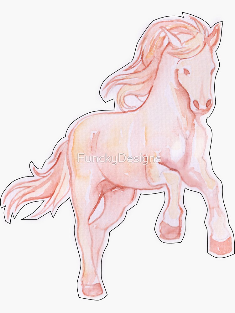 "Pink Watercolor Dancing Pony Sticker" Sticker by FunckyDesigns | Redbubble