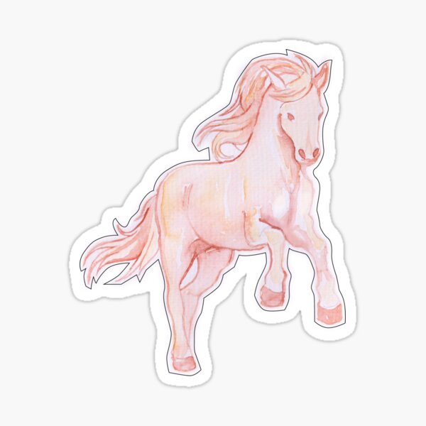 "Pink Watercolor Dancing Pony Sticker" Sticker by FunckyDesigns | Redbubble