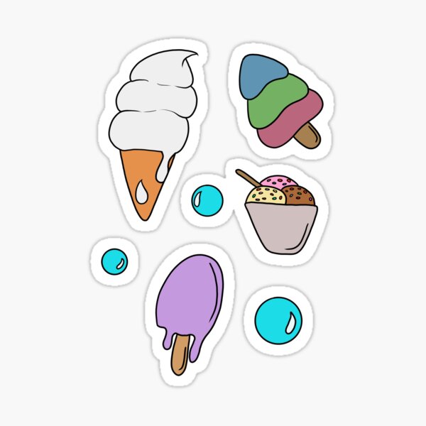 "Ice Cream and Bubbles Sticker Pack!" Sticker by adoseofdoodles | Redbubble