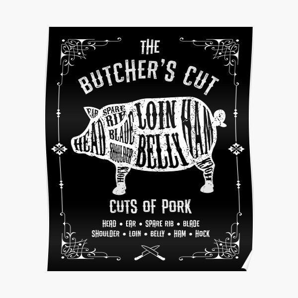 "The Butcher's Cut - Cuts of Pork" Poster for Sale by brynscully ...