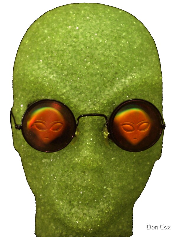Alien With Alien Glasses Stickers By Don Cox Redbubble
