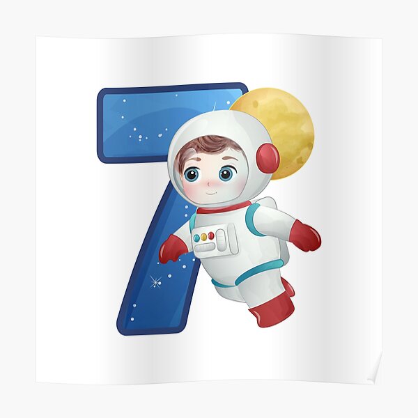 Póster «Feliz cumpleaños Spaceman Números - Siete - 7 - séptimo» de ...