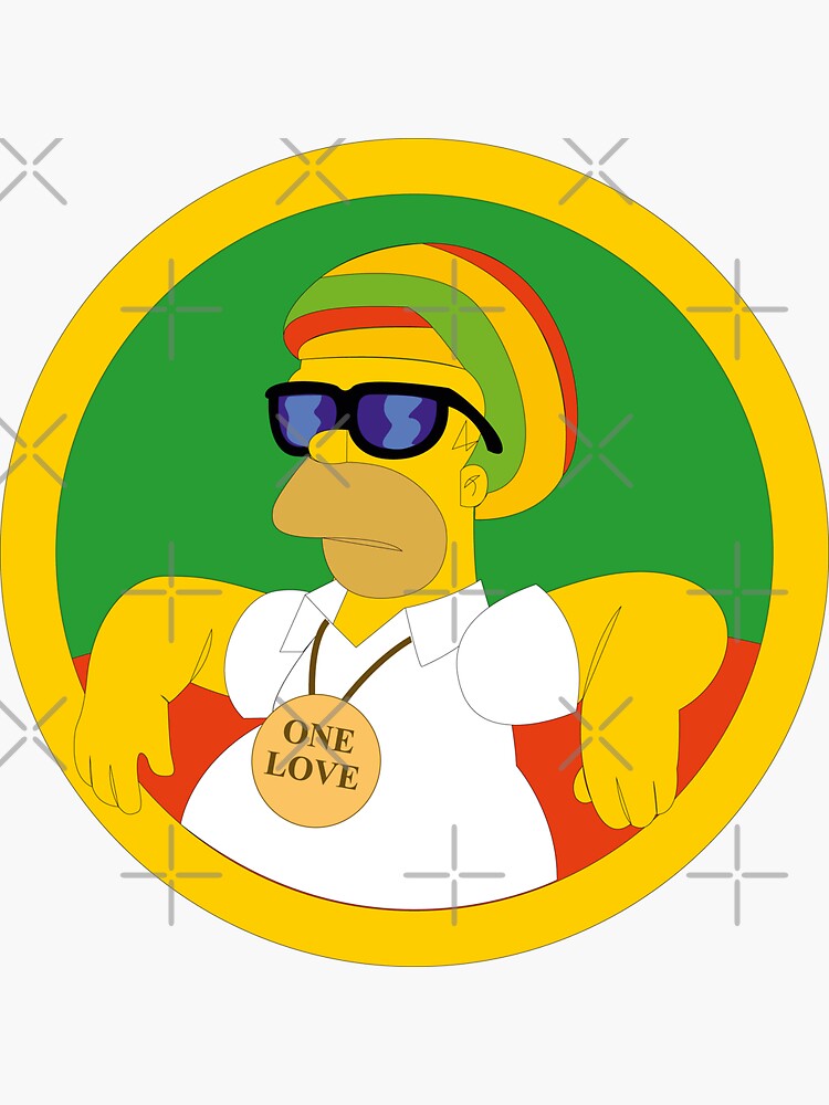 Pegatina for Sale con la obra «Homero rastafari» de ozumdesigns | Redbubble