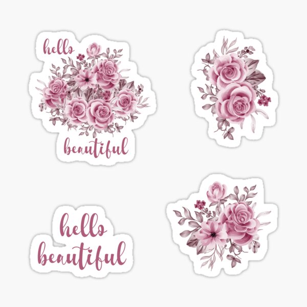 "Hello Beautiful Quote | Pink Roses & Rose Gold Watercolor Flowers ...
