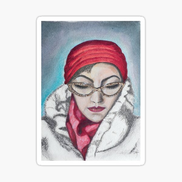 "Lady in fur" Sticker by FeathersandWebs | Redbubble