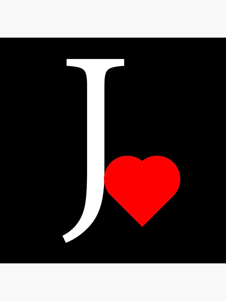 Póster «Letra J blanca con un corazón rojo | Letra inicial J» de ...