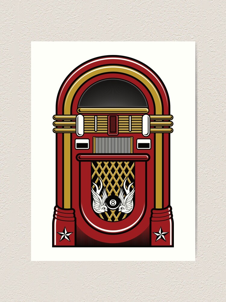 "Inspired Wurlitzer Jukebox with an Eight (8) Ball Overlay" Art Print ...