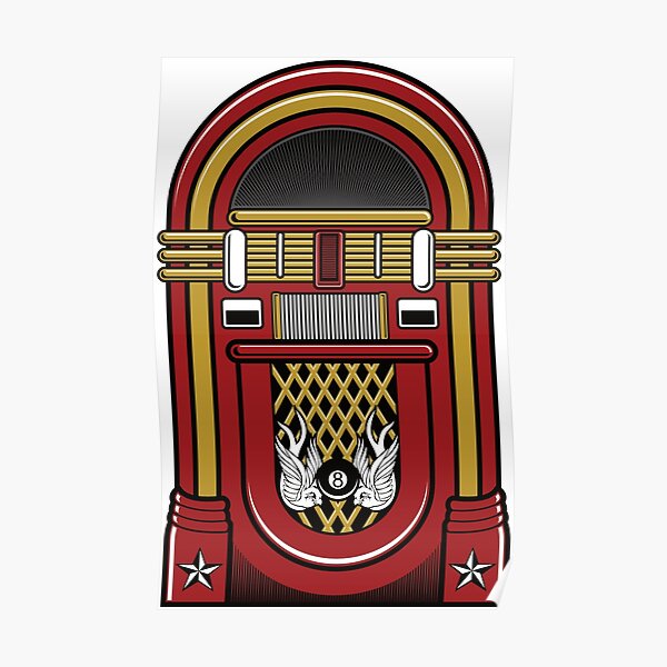 "Inspired Wurlitzer Jukebox with an Eight (8) Ball Overlay" Poster for ...