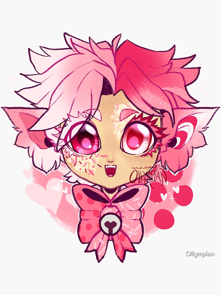 "Pretty in Pink - Kemonomimi/Catboy Art" Sticker by Ollympian | Redbubble