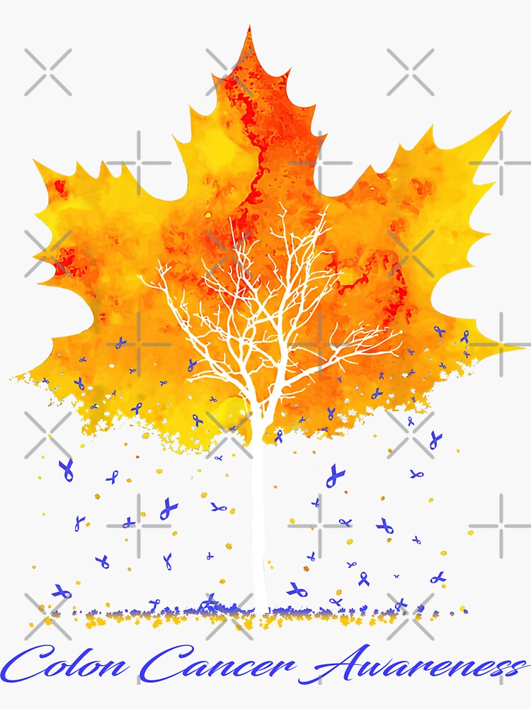 "Colon Cancer Awareness Maple Leaf Autumn Tree Orange Fall Leaves ...