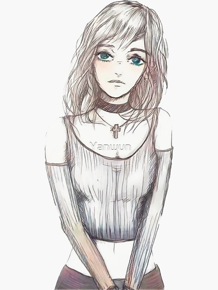 "resting bitch face pencil drawing" Sticker by Yanwun | Redbubble