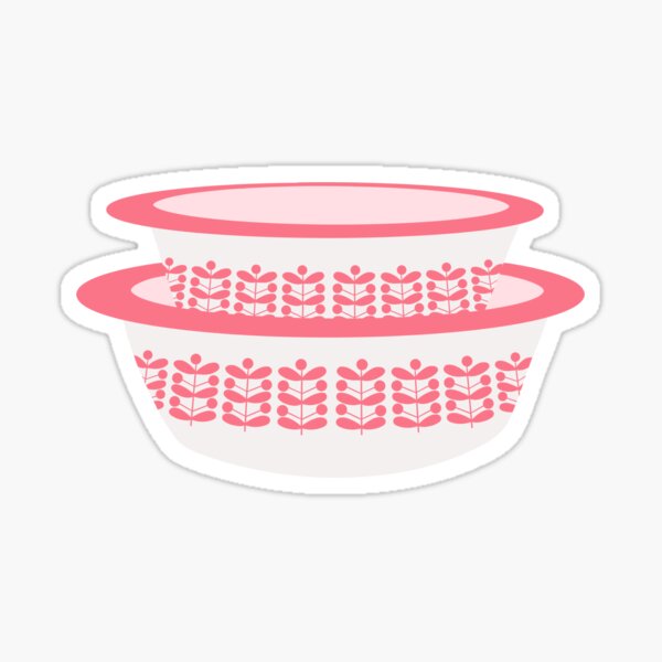 "Pyrex Pale Pink Stems Bowls" Sticker by Nicolestes | Redbubble