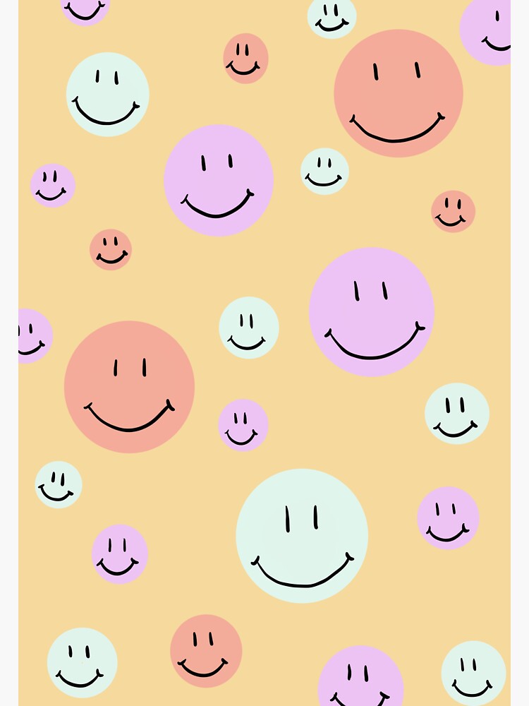 "Organic Pastel Smiley Faces" Sticker by creatava | Redbubble