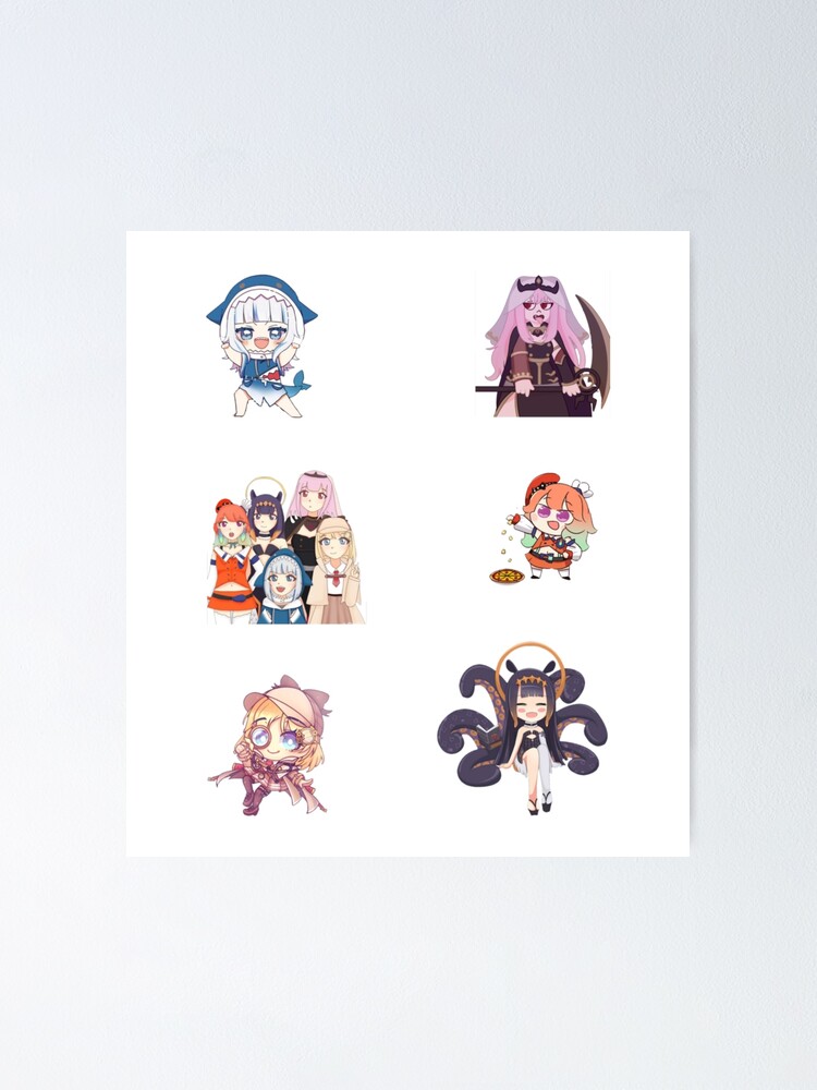 Póster «HoloMyth Mascots pack - Hololive, Top peeker sticker set Vtuber ...