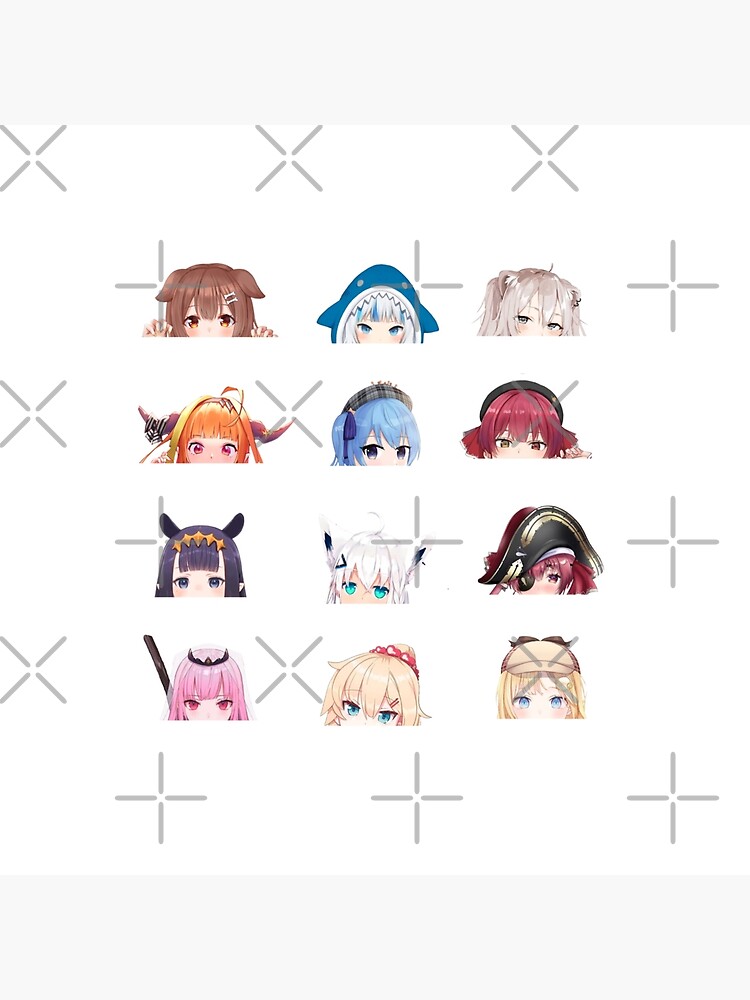 Cojín «HoloMyth Mascots pack - Hololive, Top peeker sticker set Vtuber ...