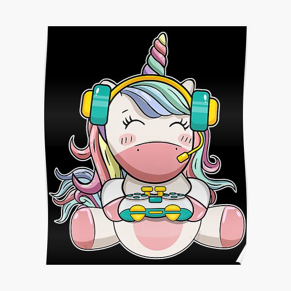 "Gamer Girl Unicorn Gaming Cute Video Game Women Girls" Poster for Sale ...