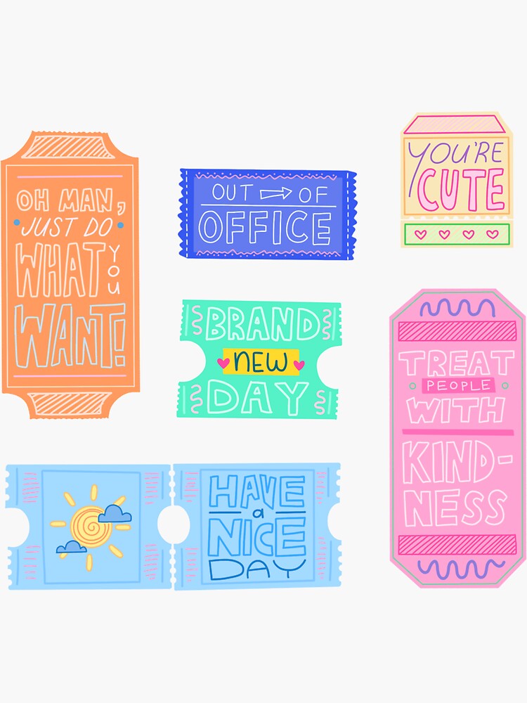 "ticket quotes collection" Sticker by lilahbowers | Redbubble