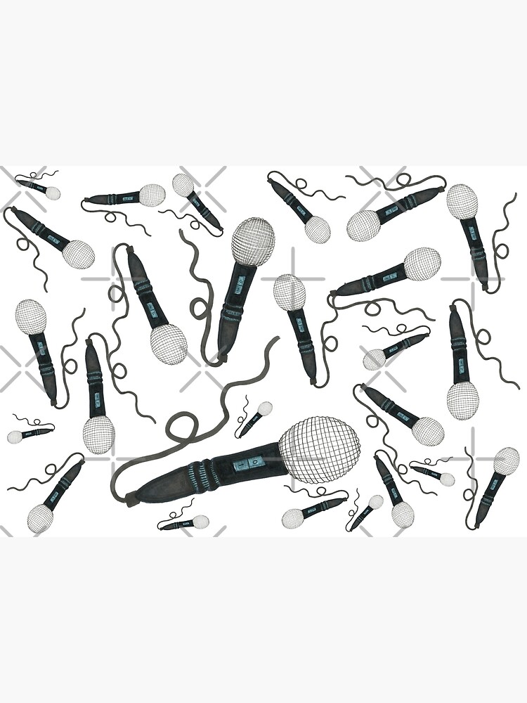 "Mic Drop Hand Drawn Pattern White Background Pop Music Vintage Retro ...