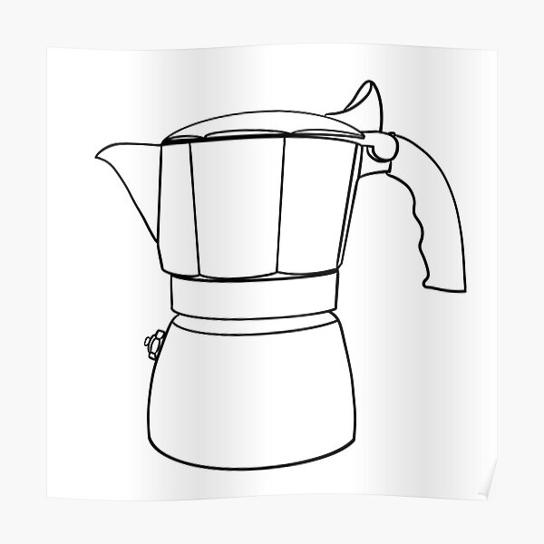 "Moka Pot Outline" Poster for Sale by corky-browne | Redbubble