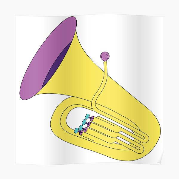 "Yellow and Purple Retro Tuba" Poster for Sale by CatsWCleavers | Redbubble