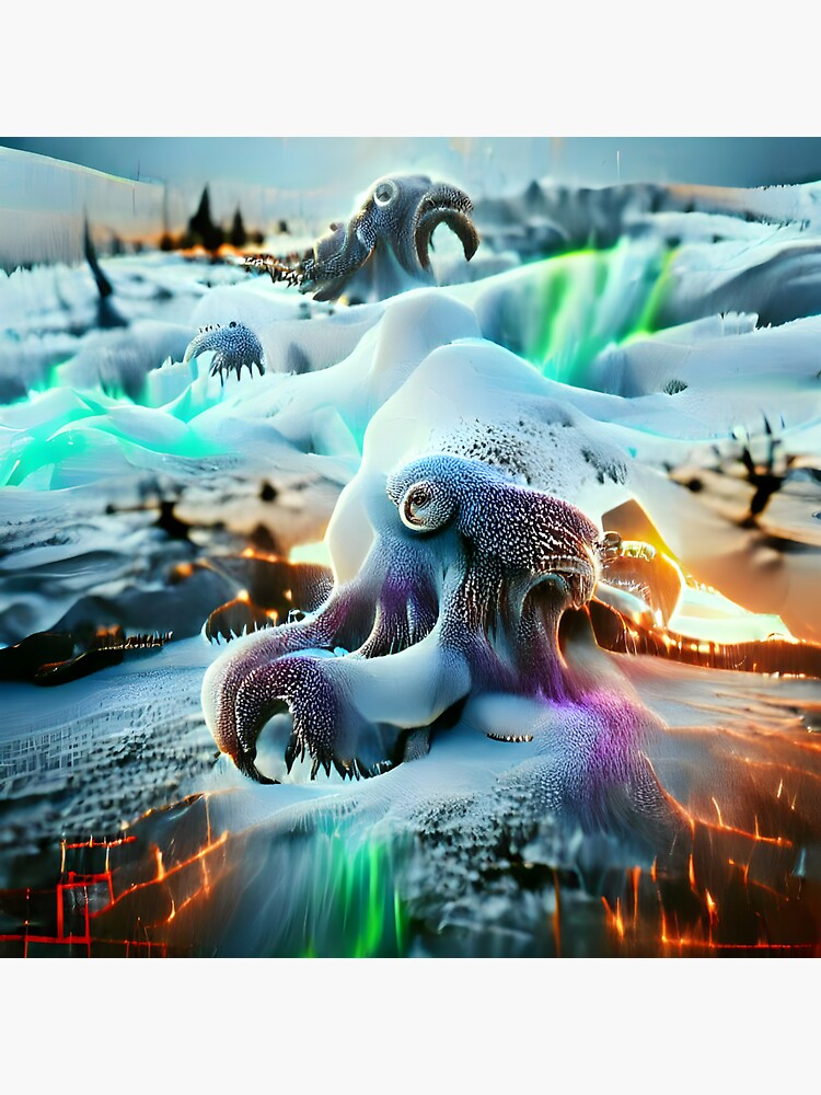 "Octopus Breaking Free - Ai Art" Sticker by BoutiqueBenny | Redbubble