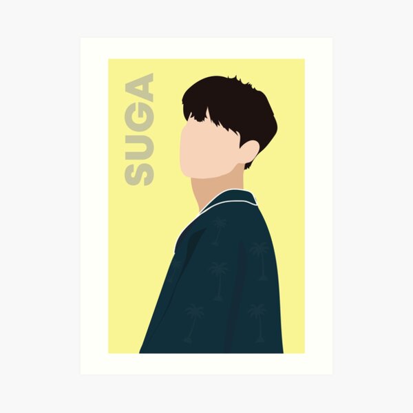 "BTS Suga Outline Drawing" Art Print for Sale by andrepak | Redbubble