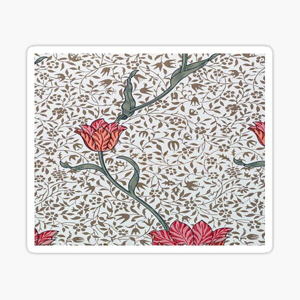 Sticker « William Morris Garden Tulip pattern , Victorian Pink Floral ...