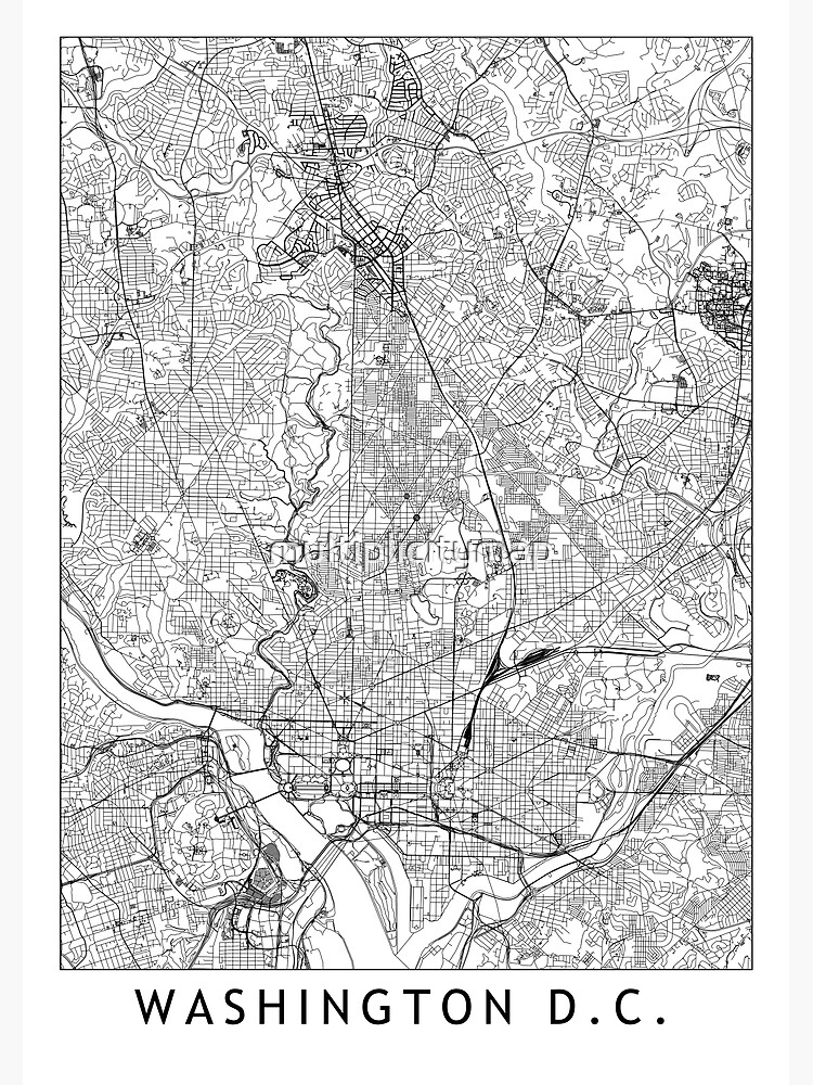 "Washington D.C. White Map" Art Print for Sale by multiplicitymap ...