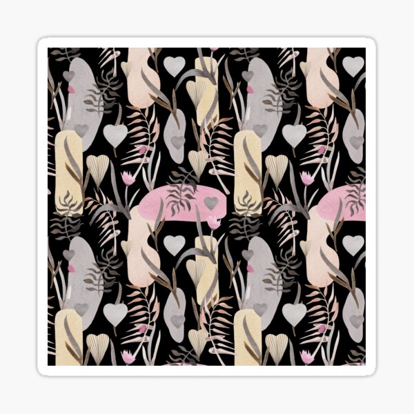 "Watercolor Plants And Hearts In Boho Style" Sticker by H-W-Design ...