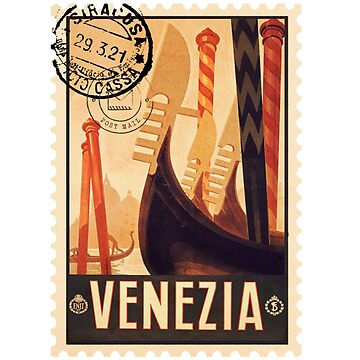 "Venice Italy Gondolas Travel Vintage Postage Stamp" Sticker for Sale ...