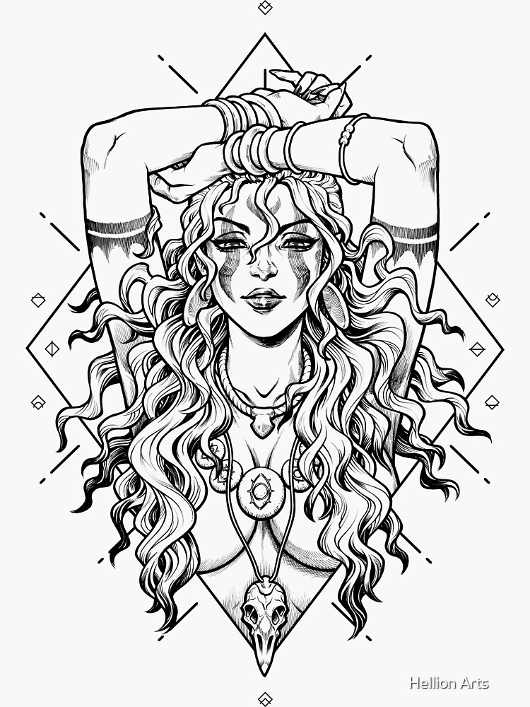 "FIENDISH - Ragniera - black" Sticker for Sale by Hellion Arts | Redbubble