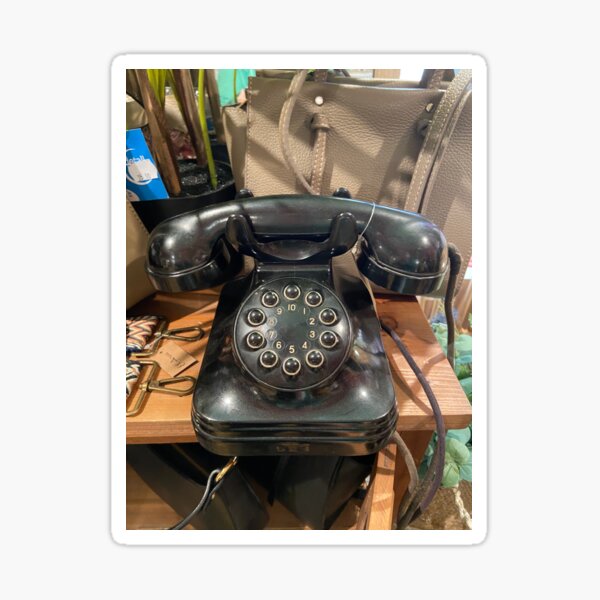 "Vintage black telephone with push buttons dial" Sticker by ponted ...