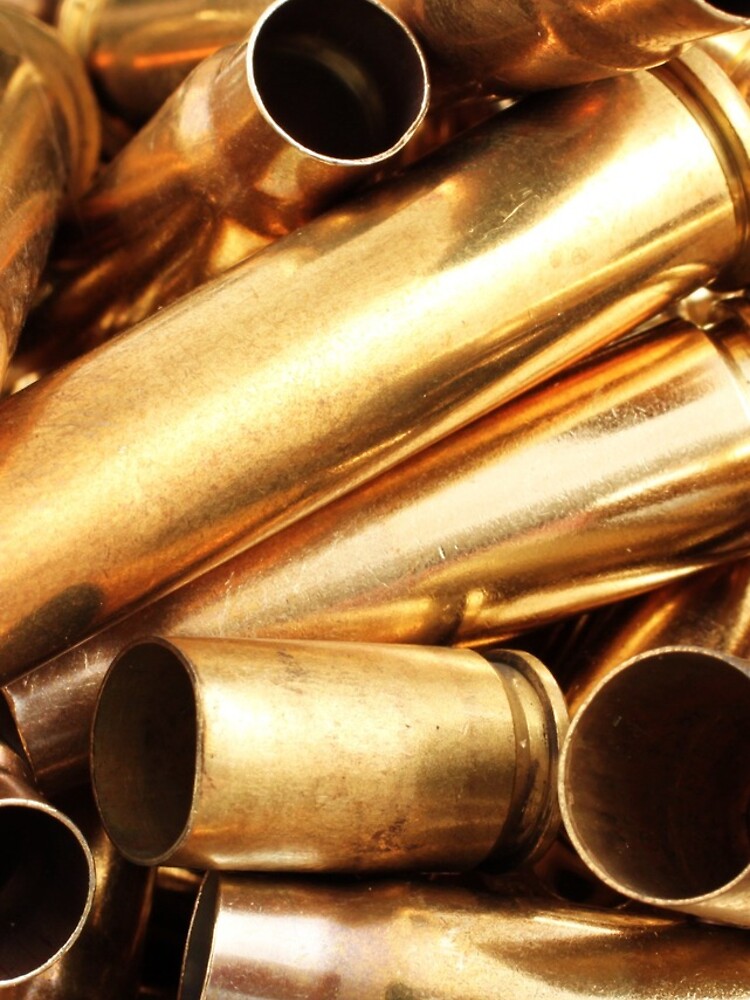 "Empty, used, assorted, spent brass bullet casings" iPhone Case for ...