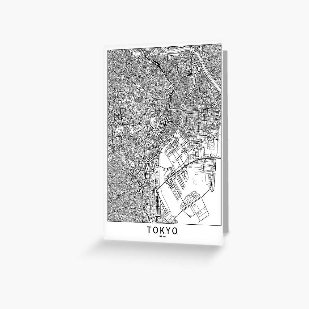 "Tokyo White Map" Greeting Card for Sale by multiplicitymap | Redbubble