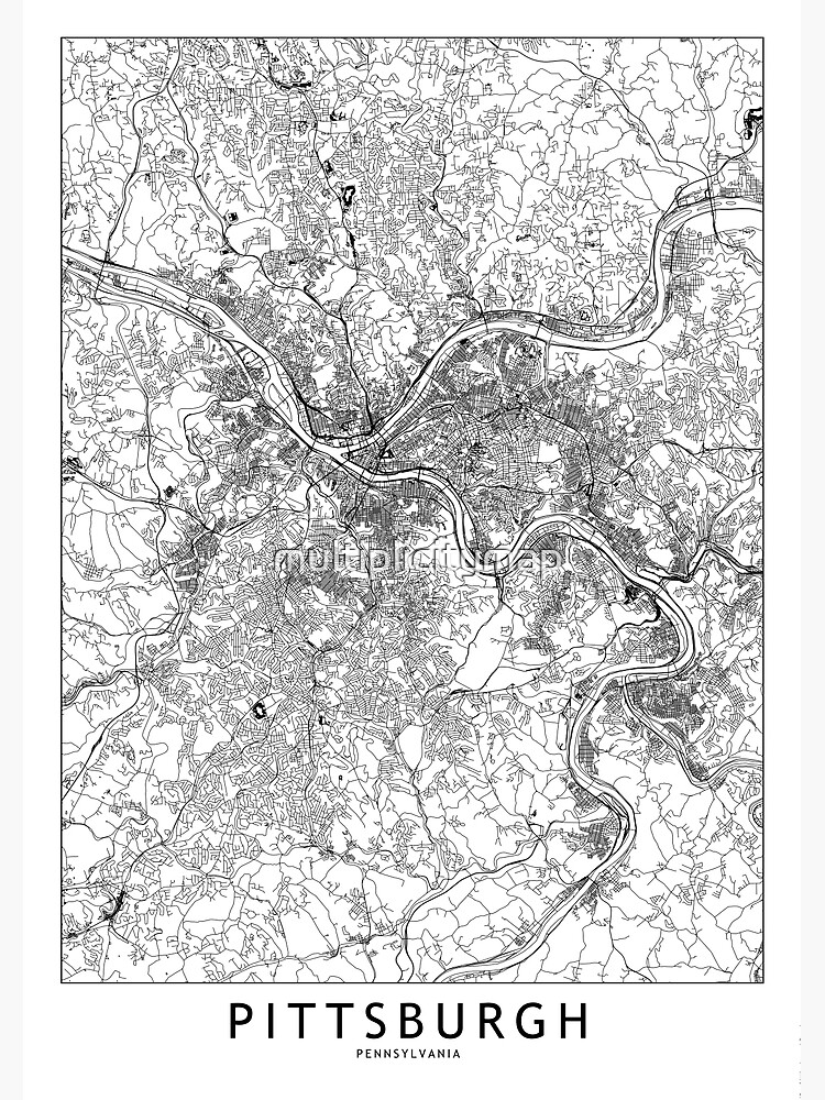 "Pittsburgh White Map" Art Print for Sale by multiplicitymap | Redbubble