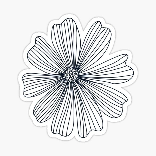 "Line art of a floral flower - pink" Sticker by evelinedsouza | Redbubble
