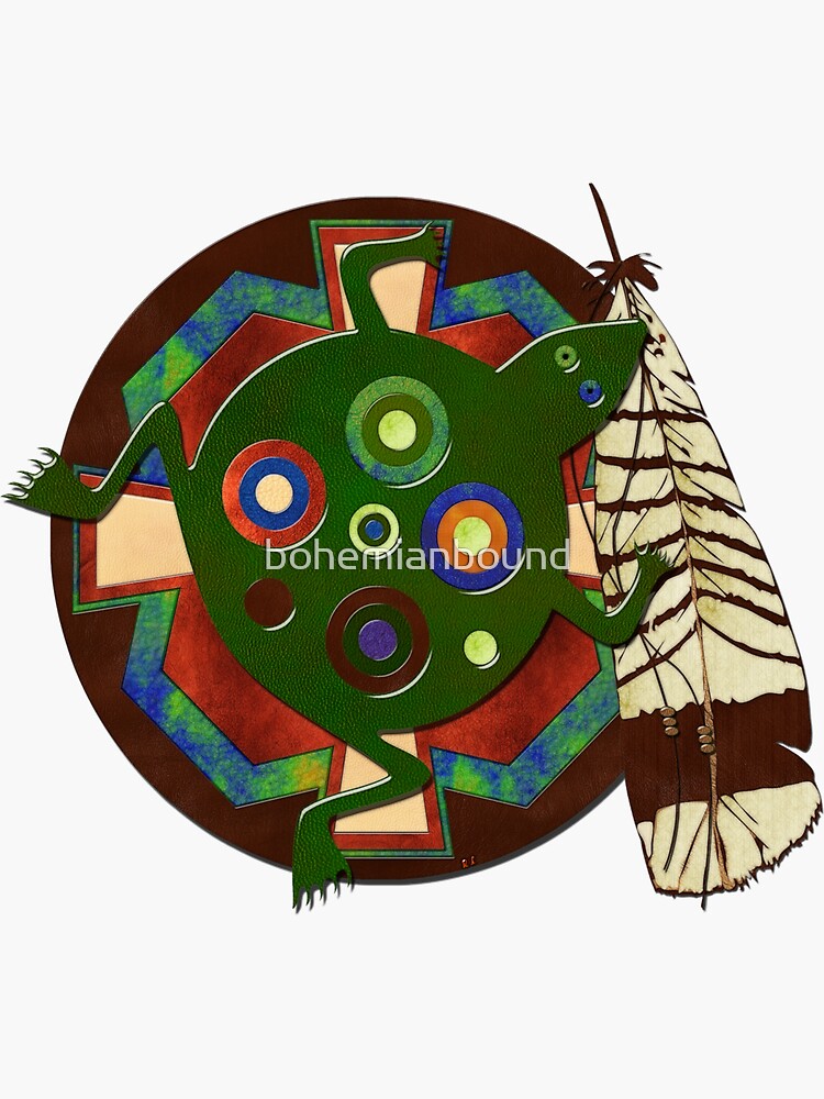 "Native American Folk Art Frog" Sticker for Sale by bohemianbound ...