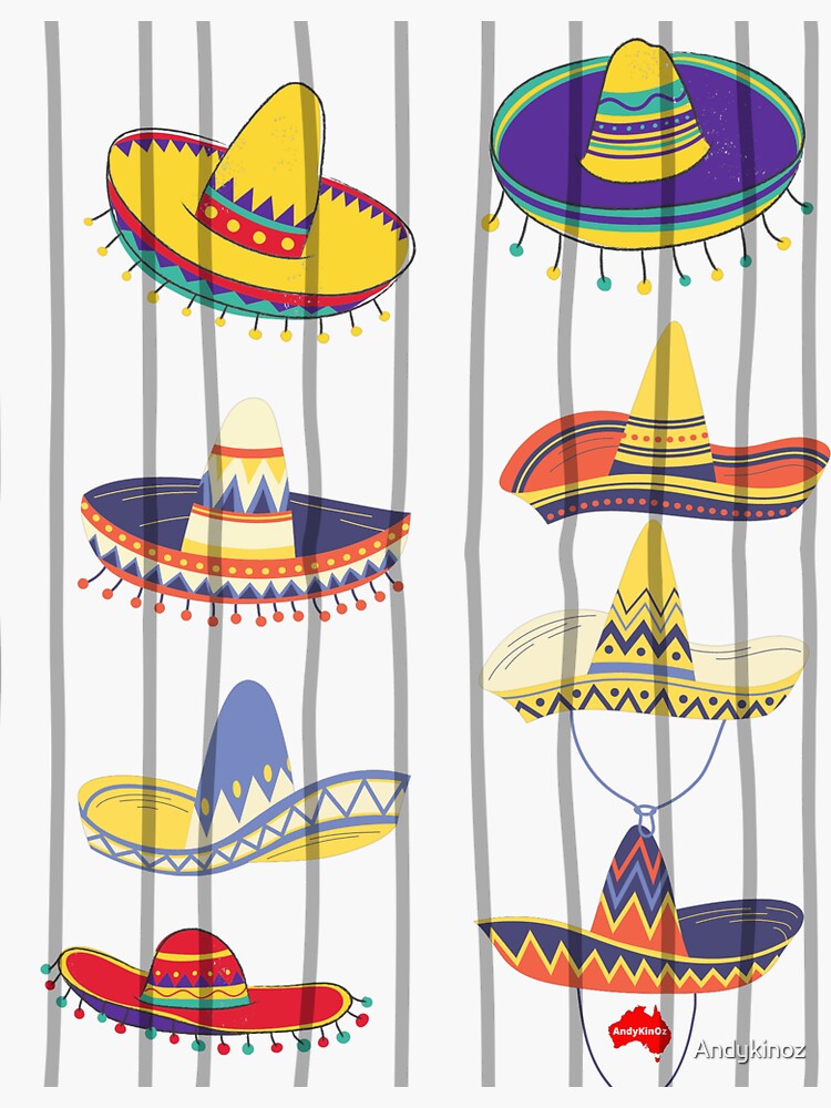 "Sombreros" Sticker for Sale by Andykinoz | Redbubble