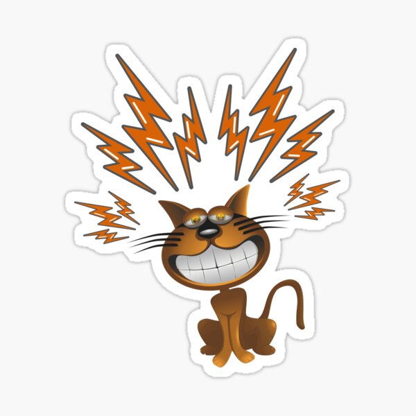 "Cat Lightning - surprise with lightning cat , cute cat" Sticker by ...