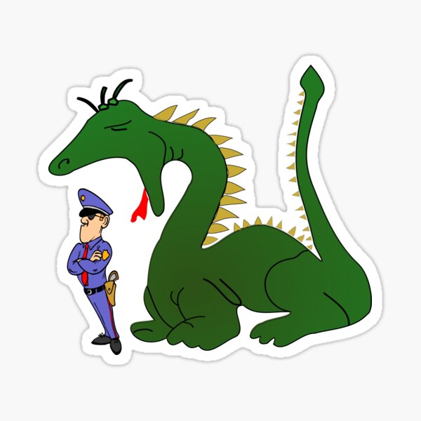 "DINOSAUR FEARLESS POLICEMAN" Sticker by DomGDesign | Redbubble