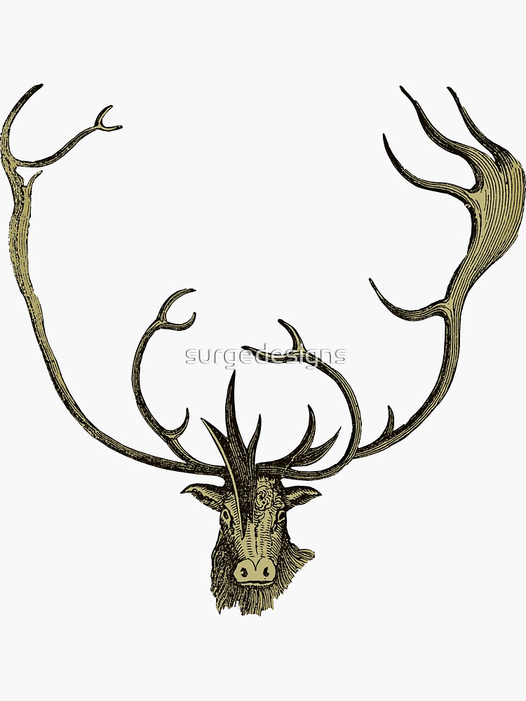 "Elk head antlers" Sticker by surgedesigns | Redbubble