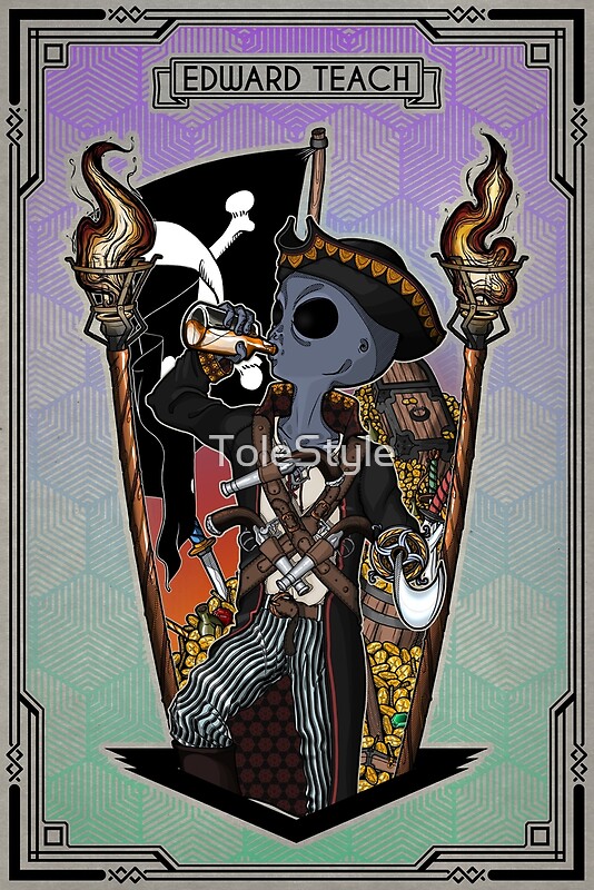 "The alien Edward Teach - Color version" by ToleStyle | Redbubble