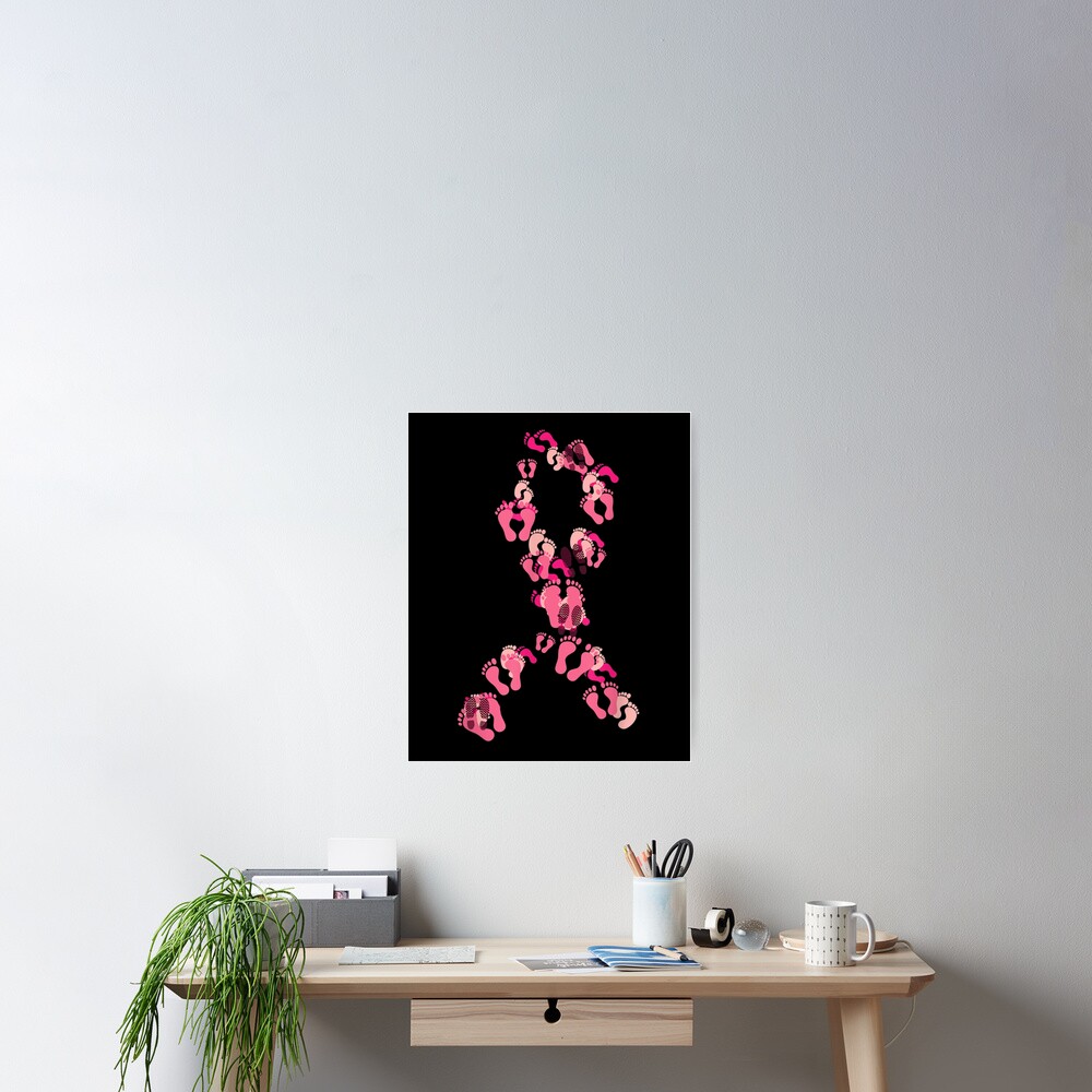 "Cute Footprints Breast Cancer Awareness Month" Poster for Sale by ...