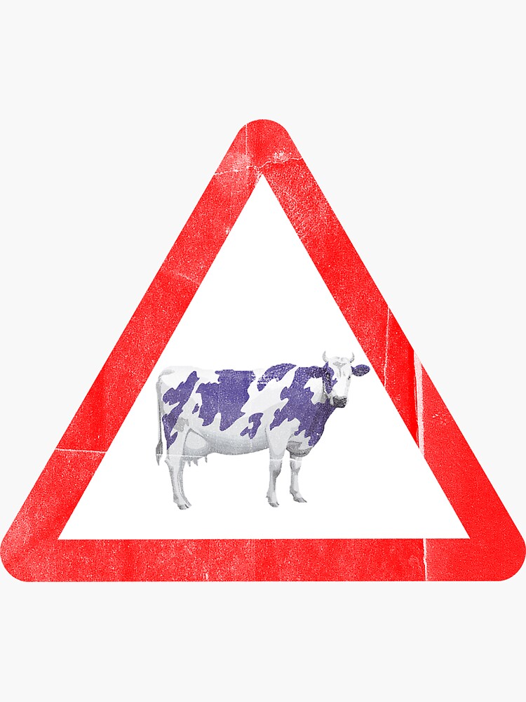 "Purple Cow Traffic Sign" Sticker by HeyelojiArt | Redbubble