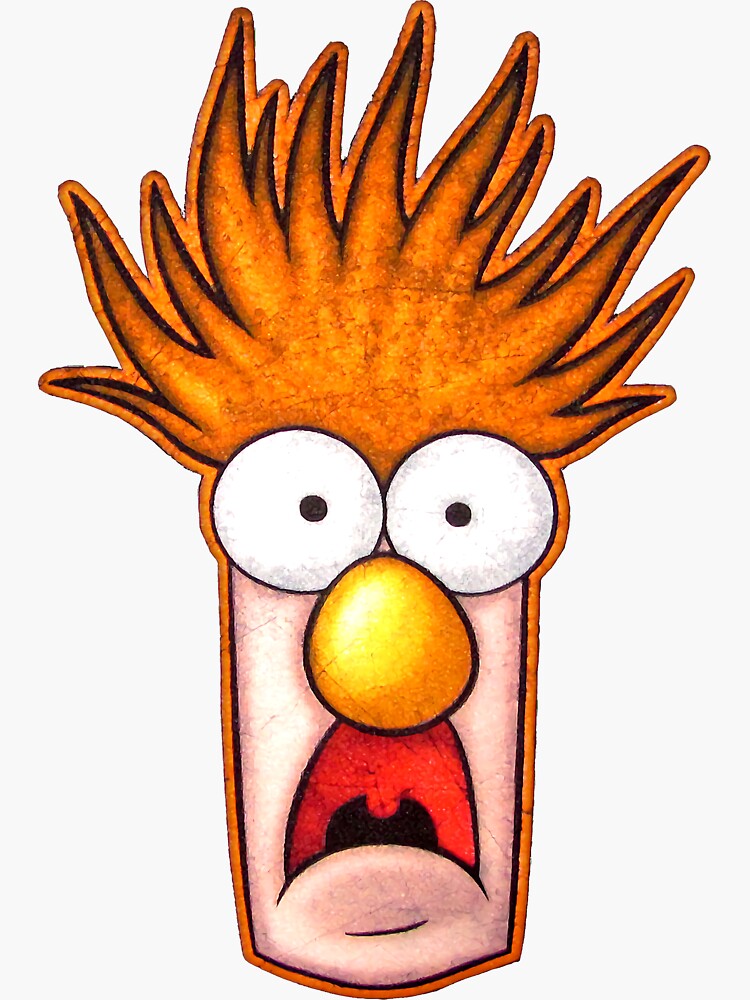 "Beaker The Muppets Big Face Men_s T-Shirt-4500" Sticker by ...