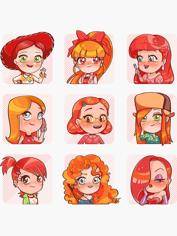 "3x3 RedHeads" Sticker for Sale by MelTina | Redbubble
